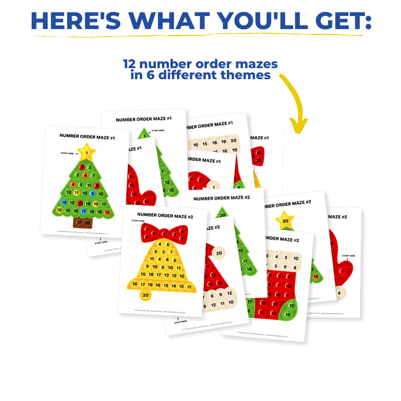 Christmas Pop it Number Order Mazes – And Next Comes L