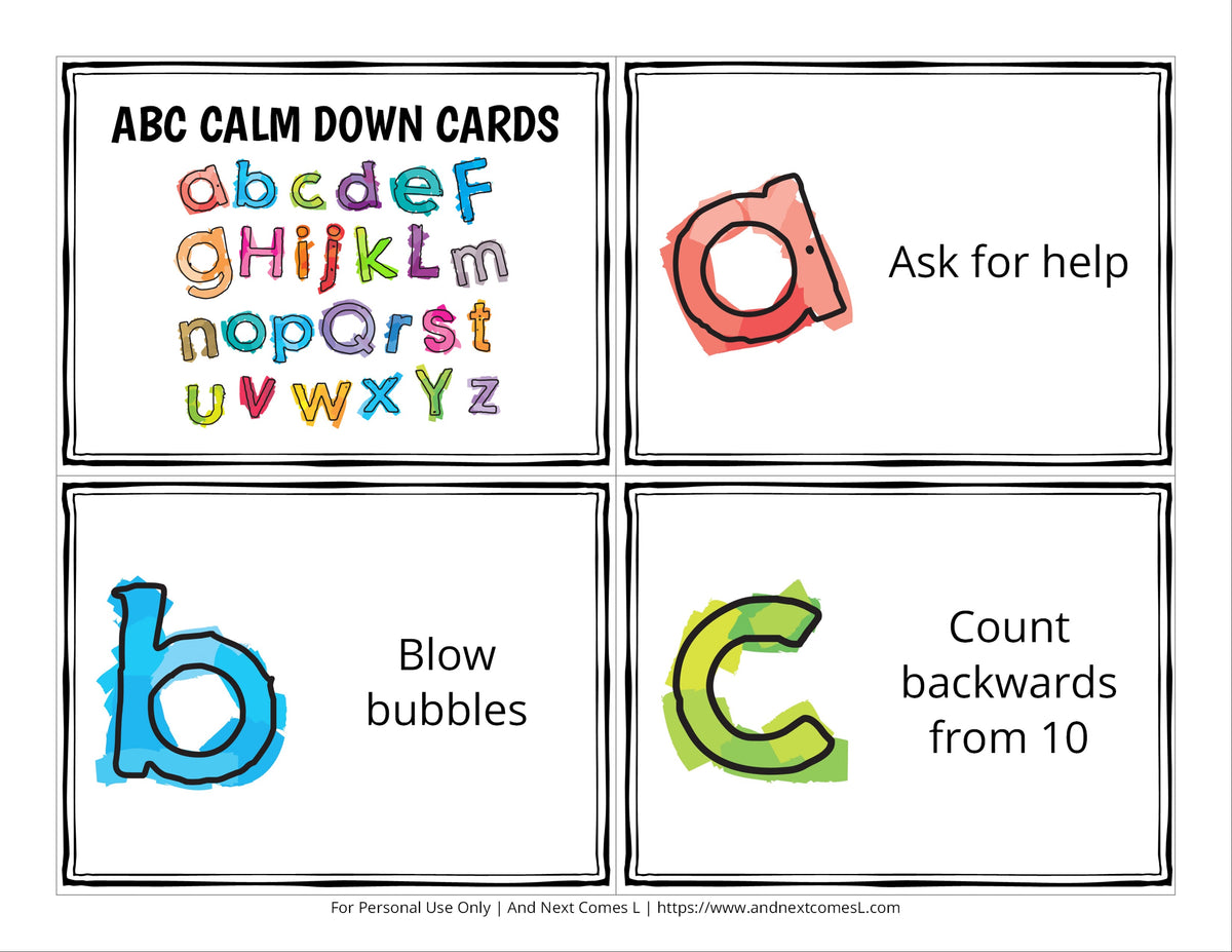 ABC Calm Down Cards – And Next Comes L