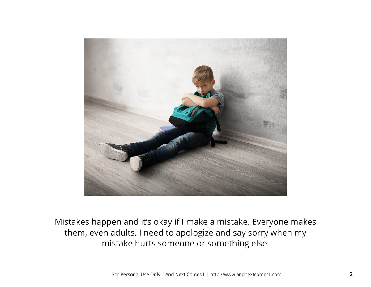 Saying Sorry/Apologizing Social Story – And Next Comes L