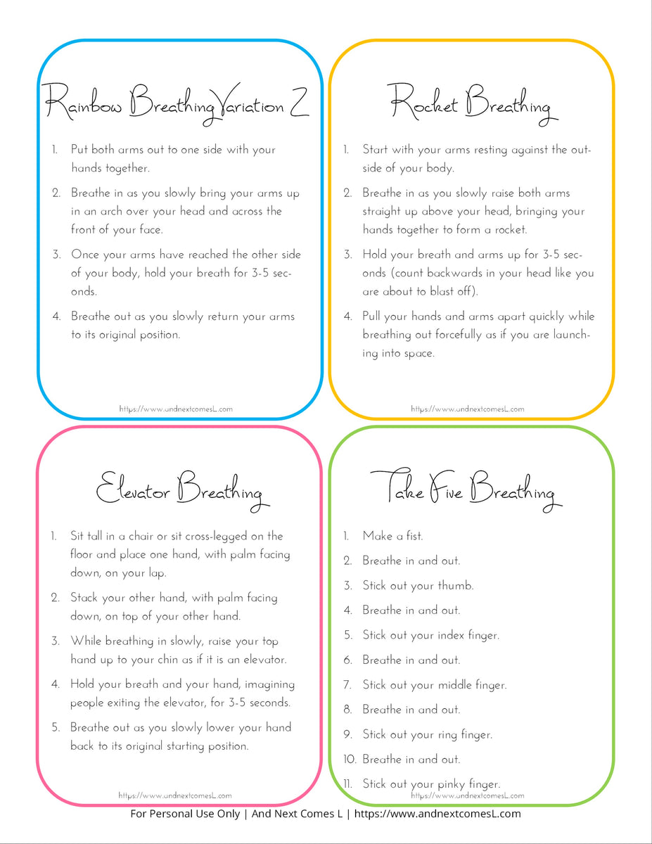 Calm Down Breathing Cards – And Next Comes L
