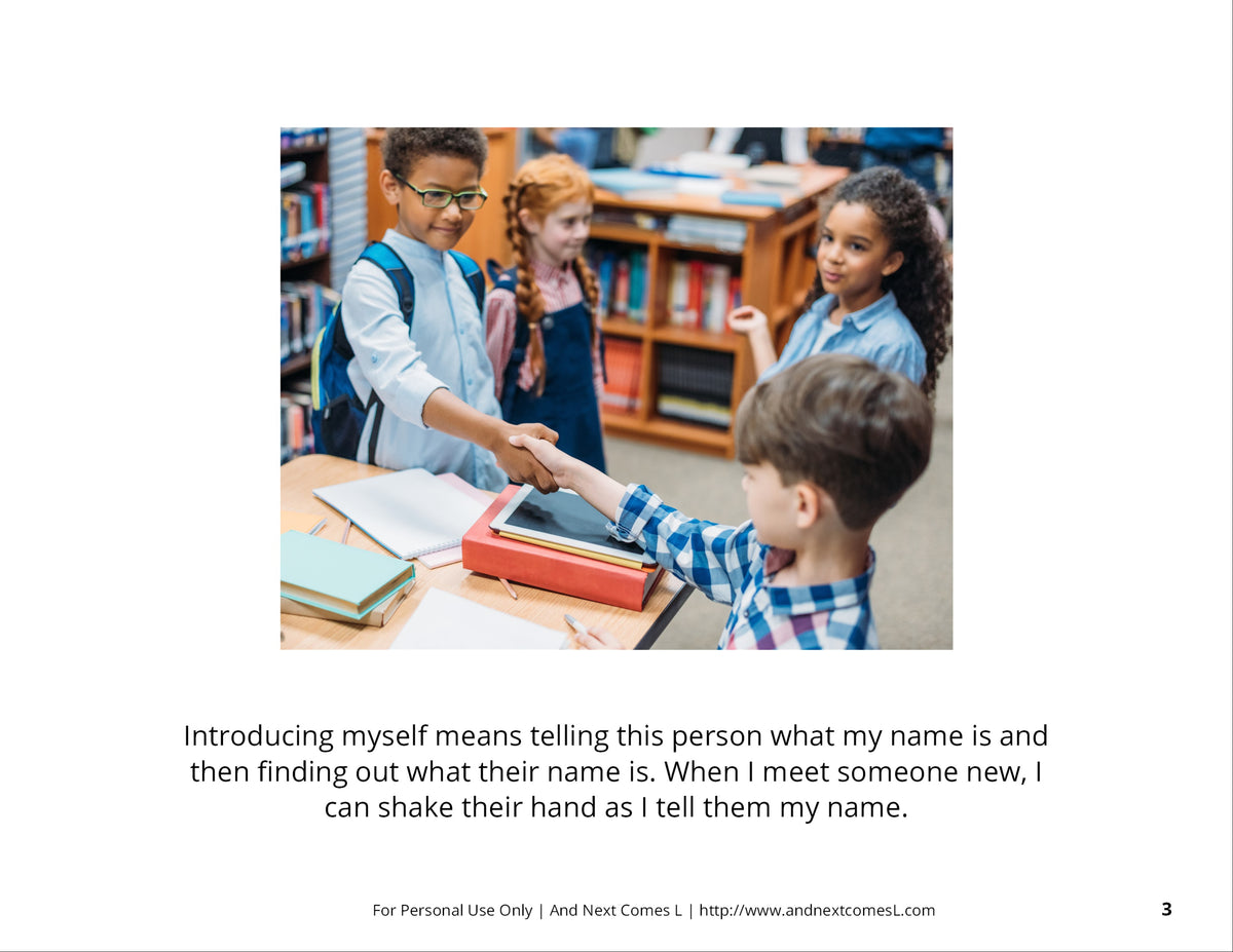 Introducing Myself Social Story – And Next Comes L