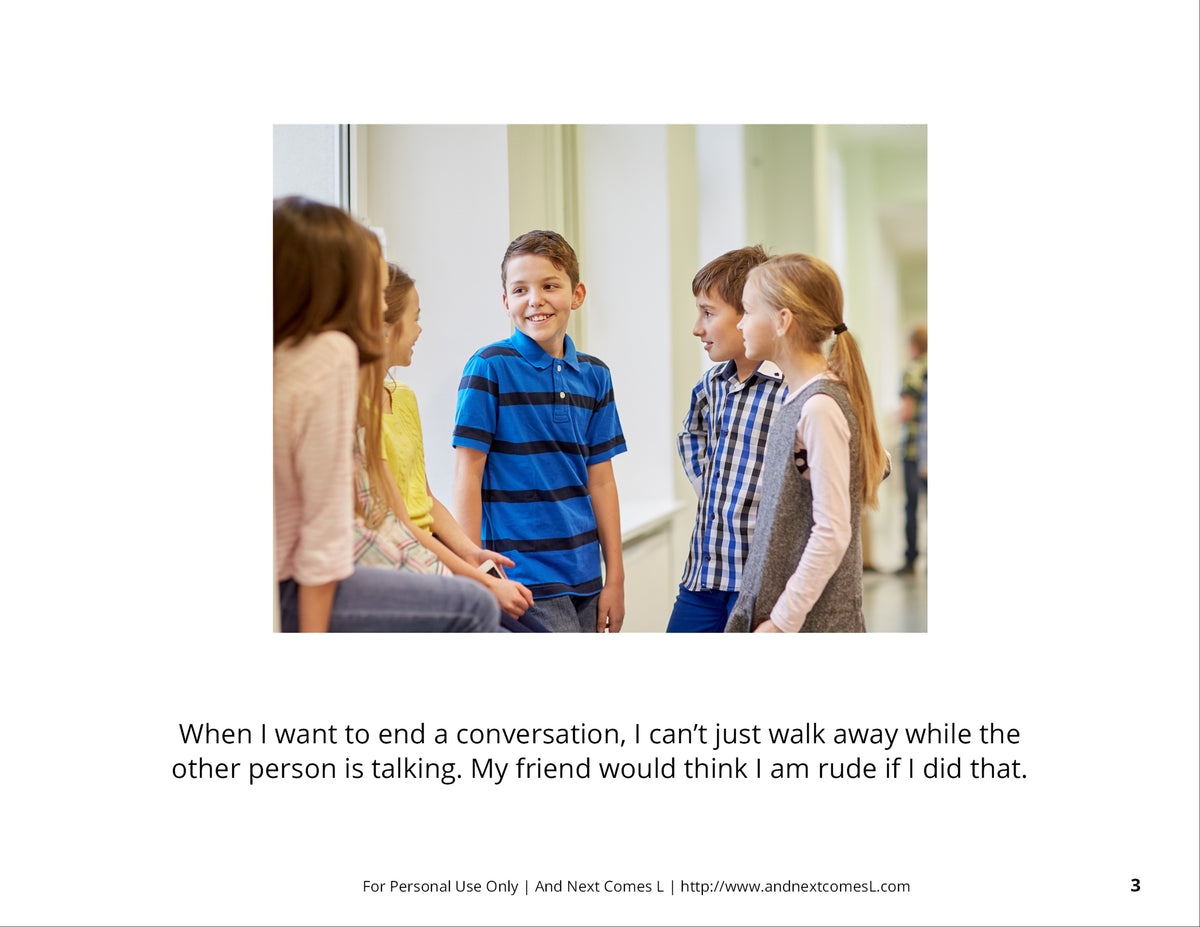 Ending a Conversation Social Story – And Next Comes L