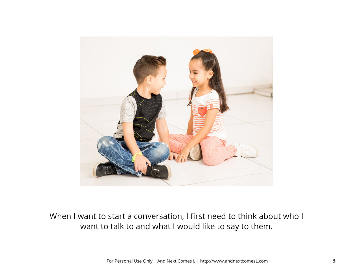 Starting a Conversation Social Story – And Next Comes L