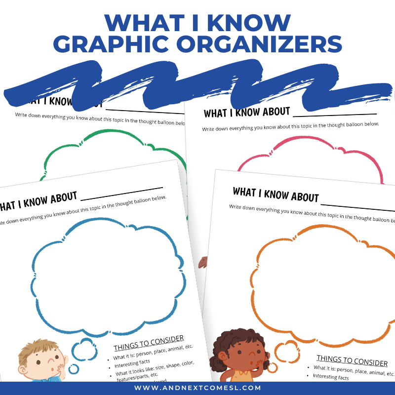 What I Know Graphic Organizers – And Next Comes L