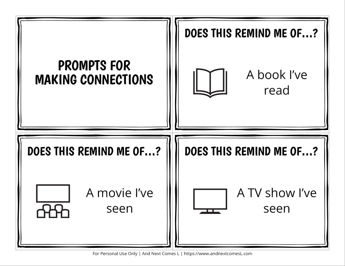Making Connections Comprehension Prompt Cards – And Next Comes L