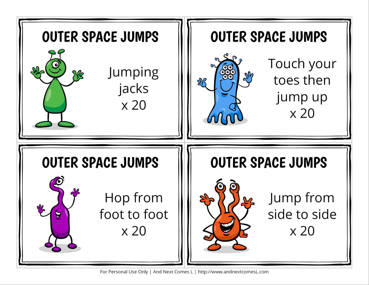 Outer Space Themed Brain Break Cards – And Next Comes L