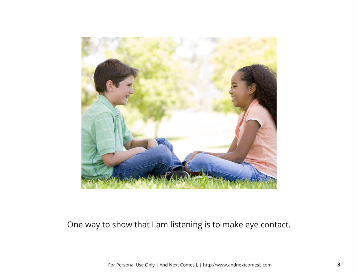 Making Eye Contact Social Story – And Next Comes L